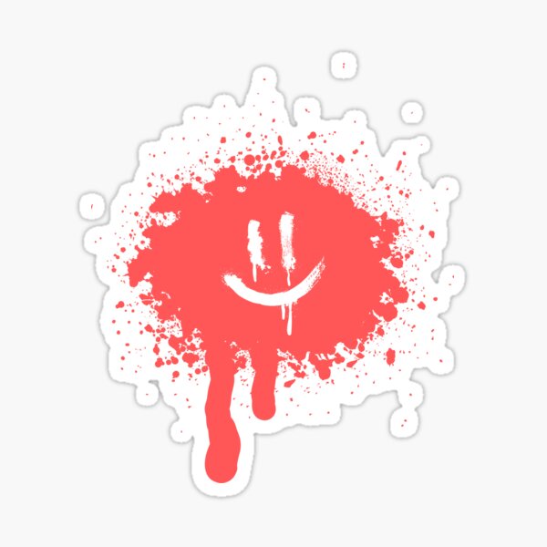 "Coral Red Splatter smiley face" Sticker for Sale by Simovations ...