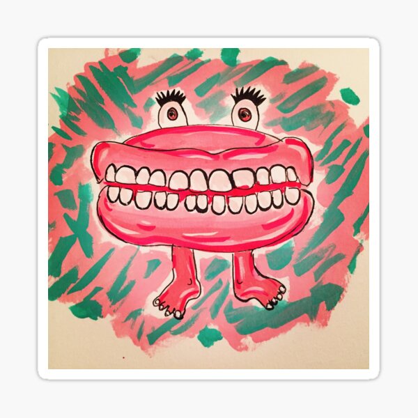 "Toothy Grin " Sticker for Sale by Spookykitsch | Redbubble
