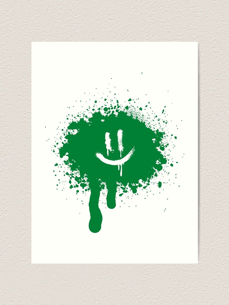 "Green Splatter smiley face" Art Print for Sale by Simovations | Redbubble