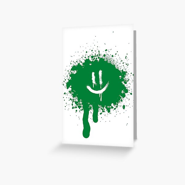 "Green Splatter smiley face" Greeting Card for Sale by Simovations ...