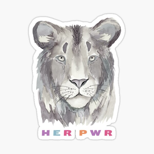 "Her Pwr | Power to Girls | Black & White Lioness" Sticker for Sale by ...