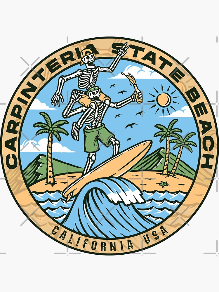 "Carpinteria State Beach Skeleton Bros" Sticker for Sale by ...