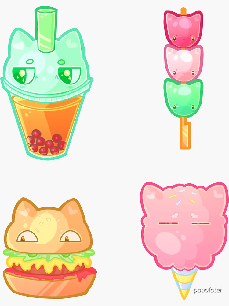 "Food Cats" Sticker for Sale by pooofster | Redbubble