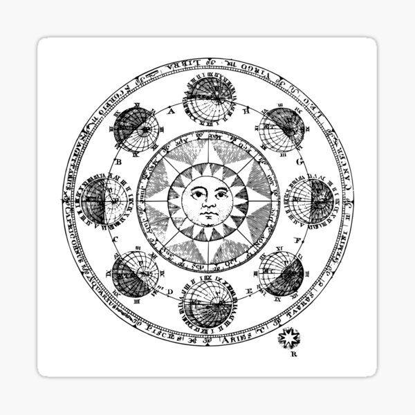 "Vintage Astrology Dial" Sticker for Sale by Crixium | Redbubble