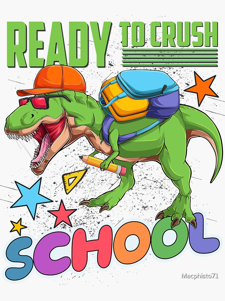 "T-Rex dinosaur school introduction school start school start" Sticker ...