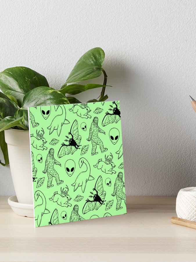 "Cryptid Pattern (Black Lines, Green Background)" Art Board Print for ...