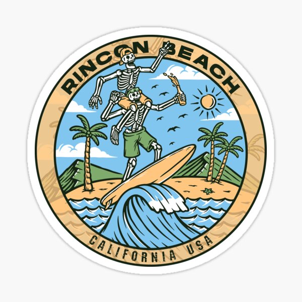 "Rincon Beach Skeleton Bros" Sticker for Sale by LanikaiBeach | Redbubble