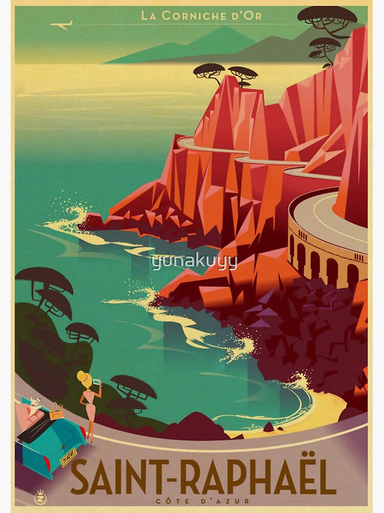 "Vintage Travel Saint Raphael - La Corniche Poster" Sticker for Sale by ...