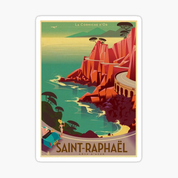 "Vintage Travel Saint Raphael - La Corniche Poster" Sticker for Sale by ...