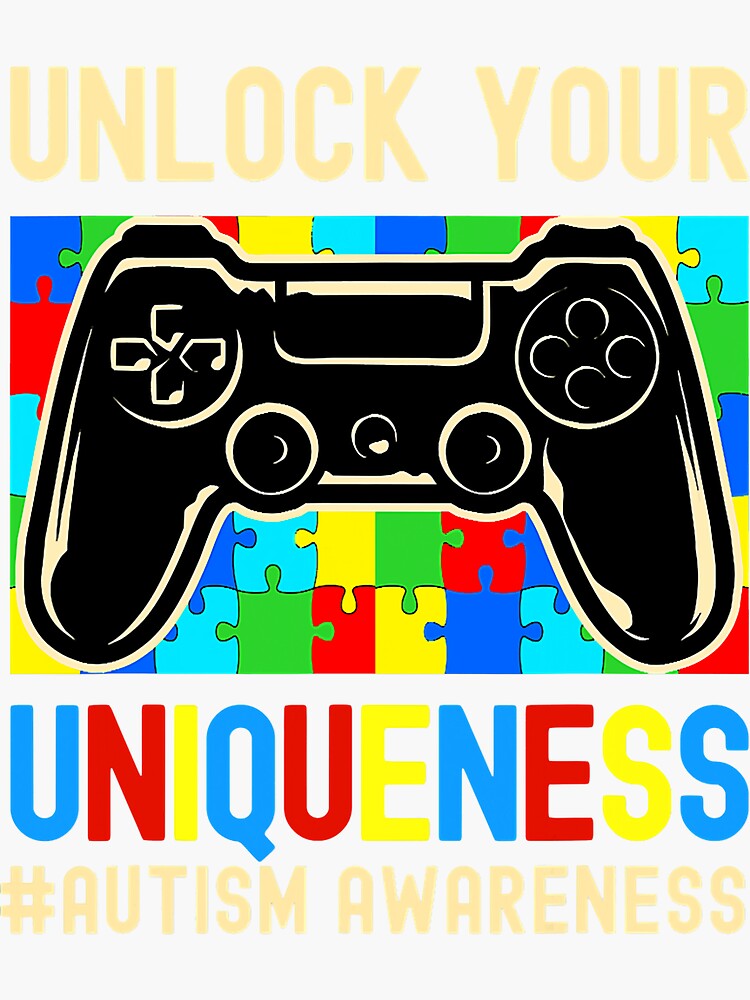 "Unlock Your Uniqueness Autism Awareness Video Game Controller Gamer ...