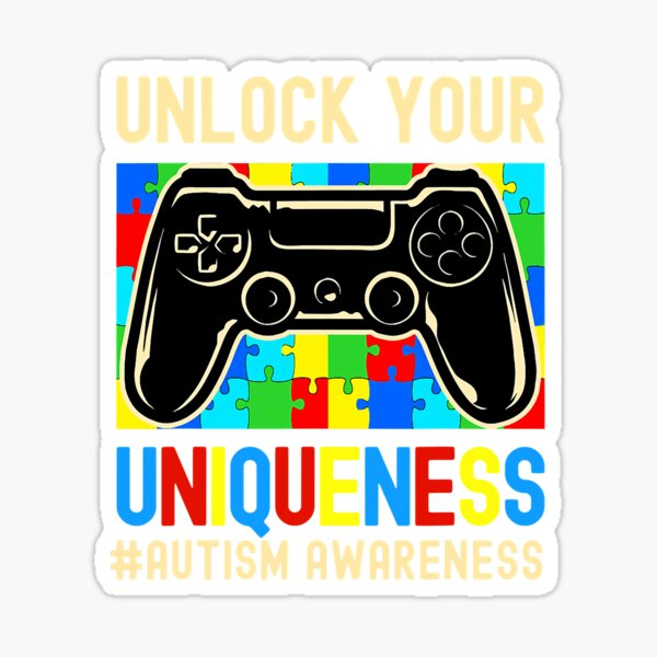 "Unlock Your Uniqueness Autism Awareness Video Game Controller Gamer ...