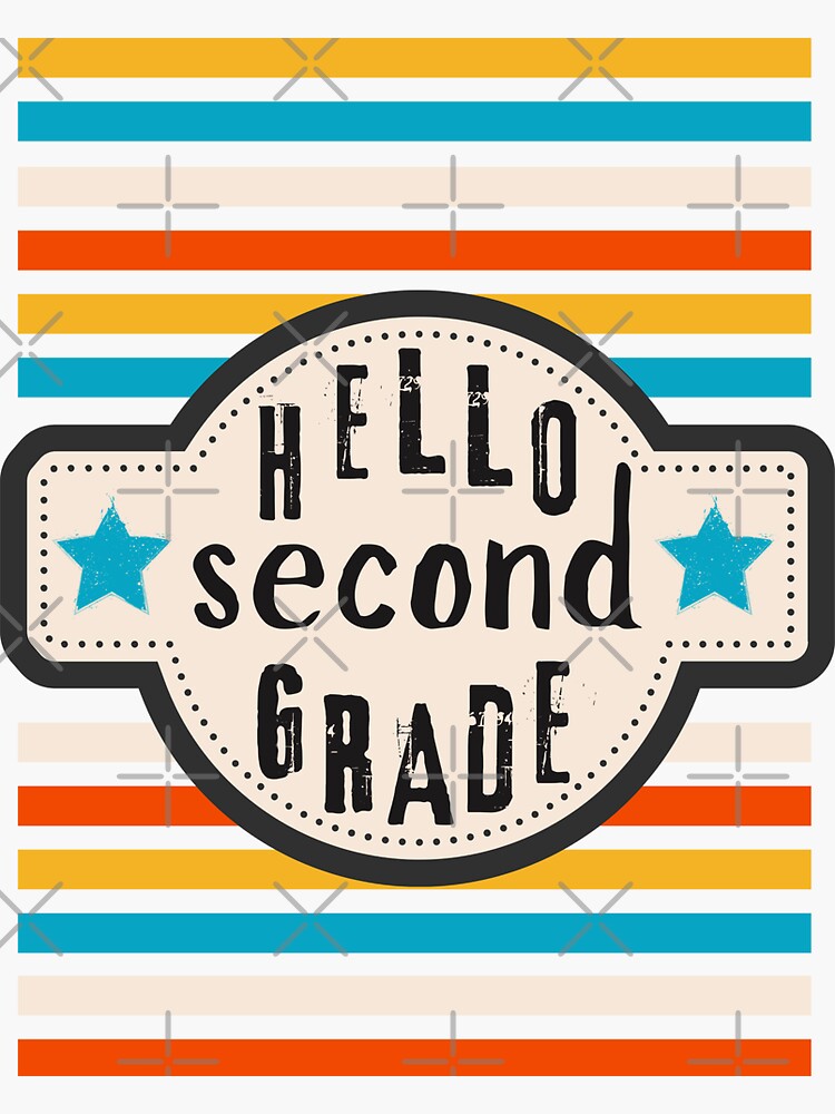 "Hello Second 2nd Grade Back to School Retro Style 2" Sticker for Sale ...