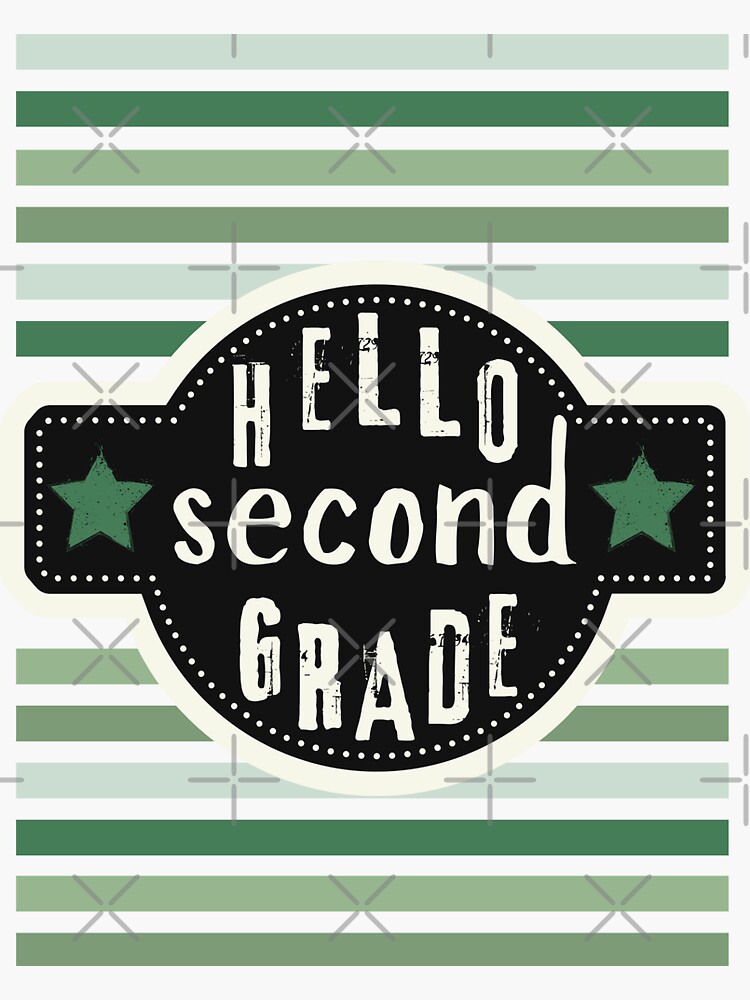 " Hello Second 2nd Grade Back to School Retro Style 5" Sticker for Sale ...