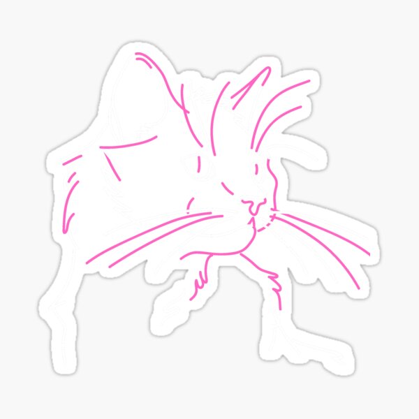 "Abstract Pink/White Neon Cat Transparent" Sticker for Sale by deiw ...