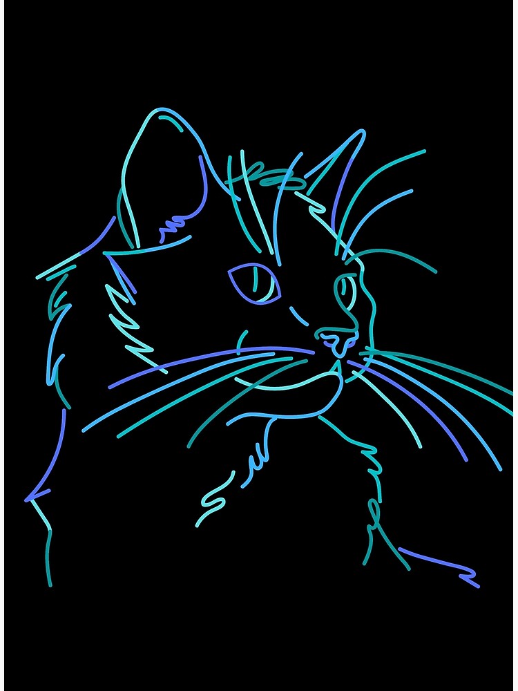"Abstract Blue Neon Cat Transparent" Poster for Sale by deiw | Redbubble