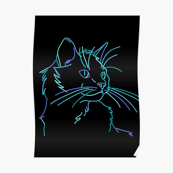 "Abstract Blue Neon Cat Transparent" Poster for Sale by deiw | Redbubble
