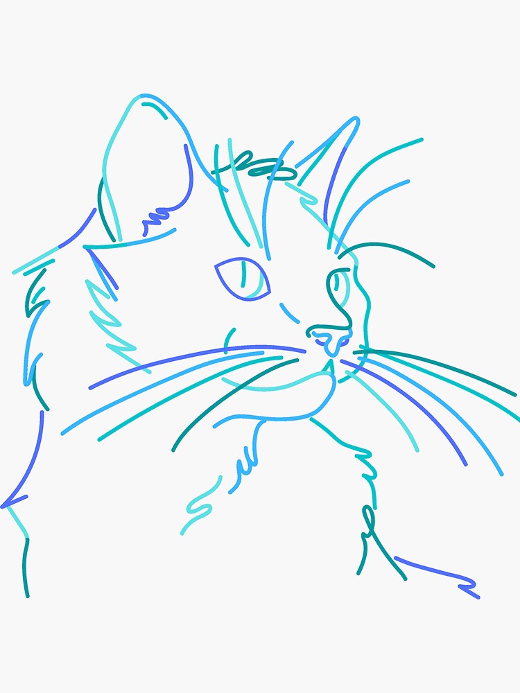 "Abstract Blue Neon Cat Transparent" Sticker for Sale by deiw | Redbubble