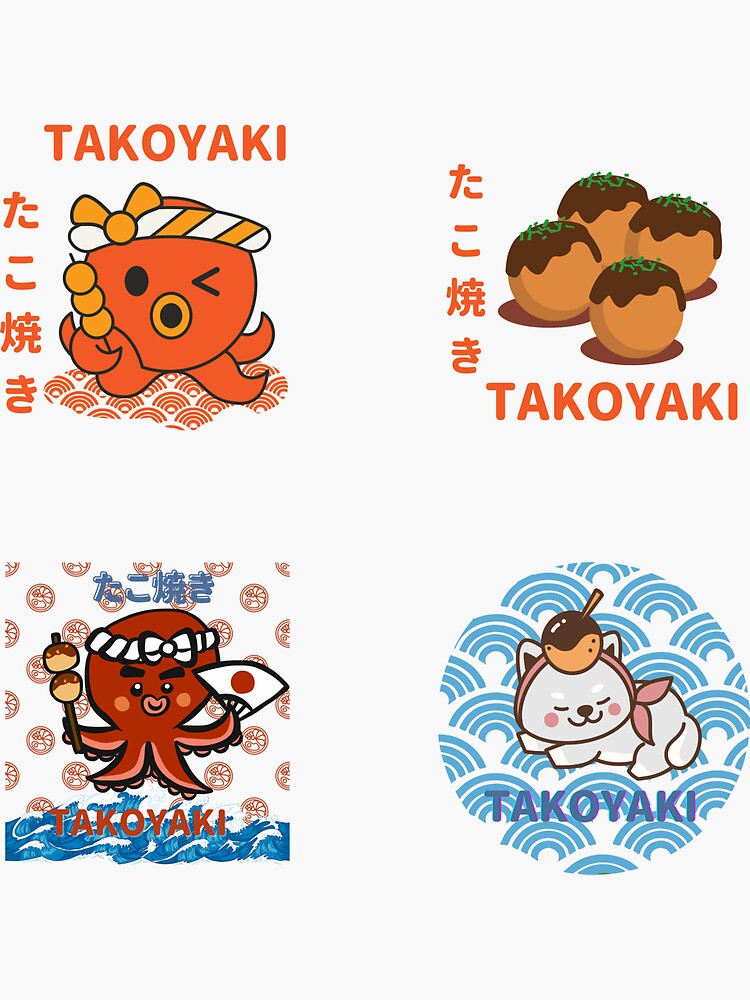 "Takoyaki Set" Sticker for Sale by Bearyredbubble1 | Redbubble