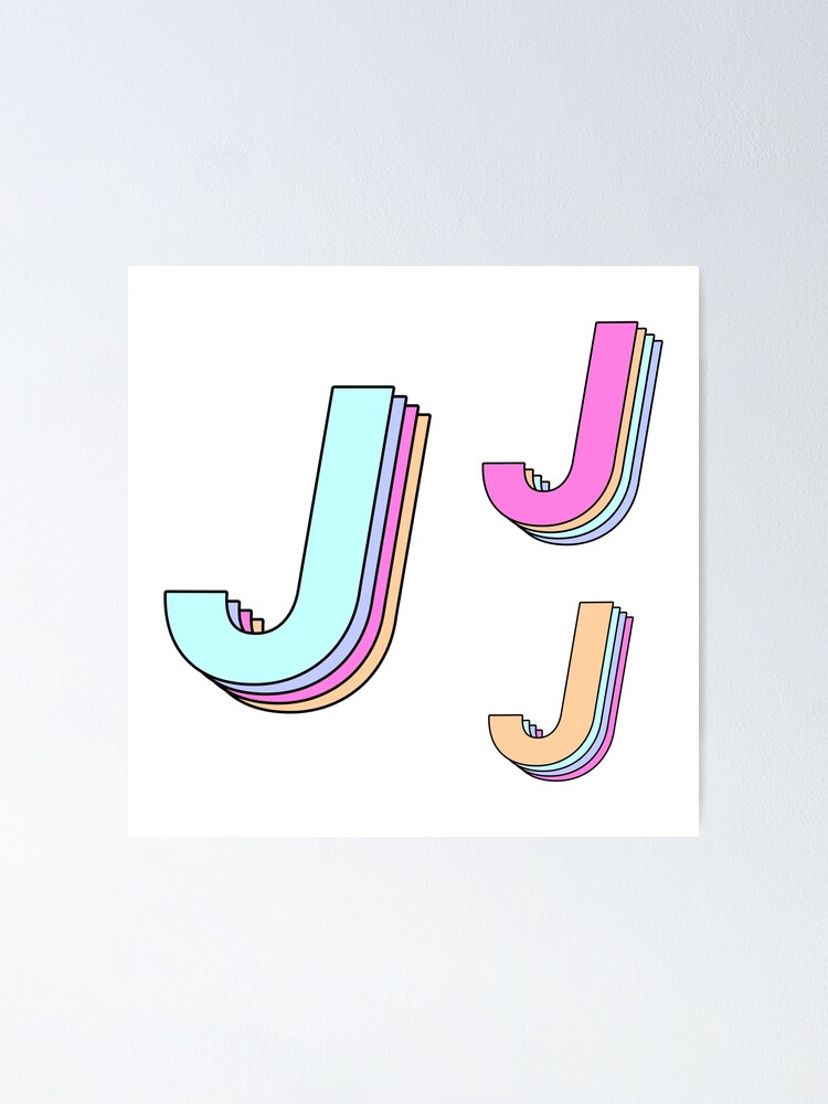 "Retro Letter J Pastel Colorful Alphabet" Poster for Sale by ...