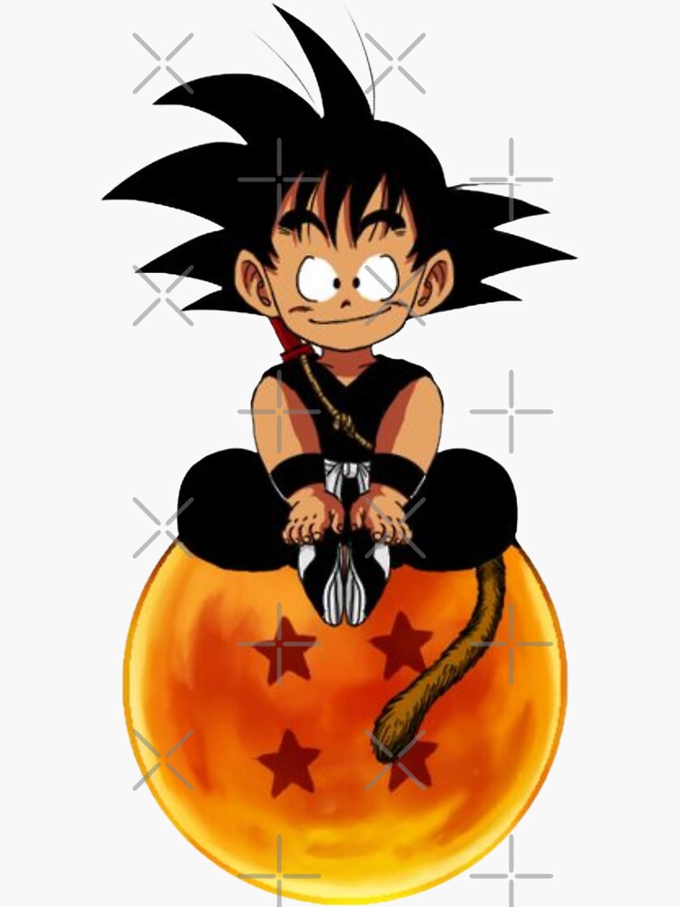 "Goku sitting on the classic Dragon Ball T-shirt " Sticker for Sale by ...