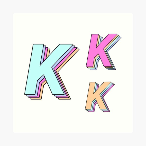 "Retro Letter K Pastel Colorful Alphabet" Art Print for Sale by ...