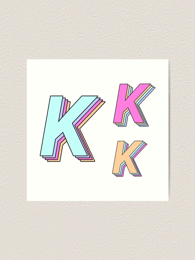 "Retro Letter K Pastel Colorful Alphabet" Art Print for Sale by ...