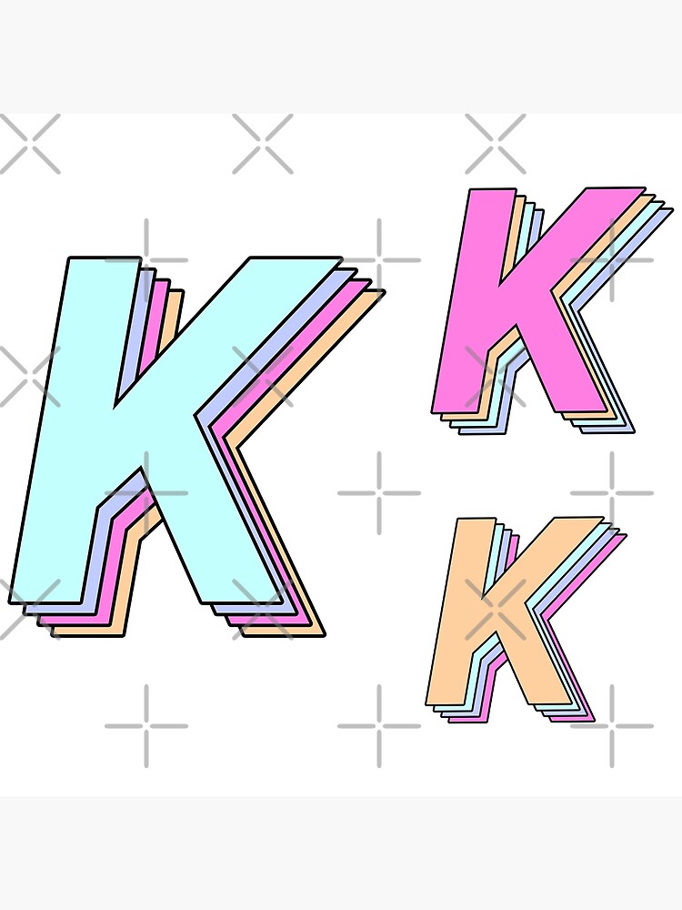"Retro Letter K Pastel Colorful Alphabet" Art Print for Sale by ...