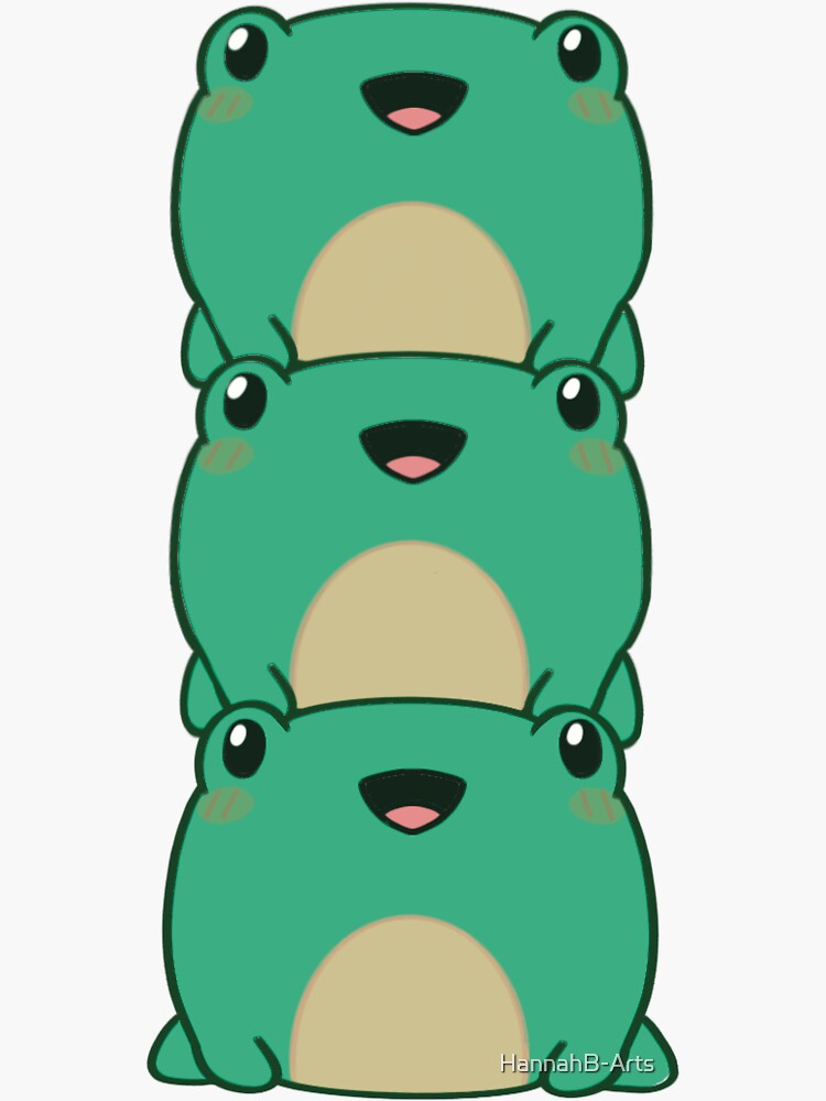 "Three frogs in a stack cartoon" Sticker for Sale by HannahB-Arts ...