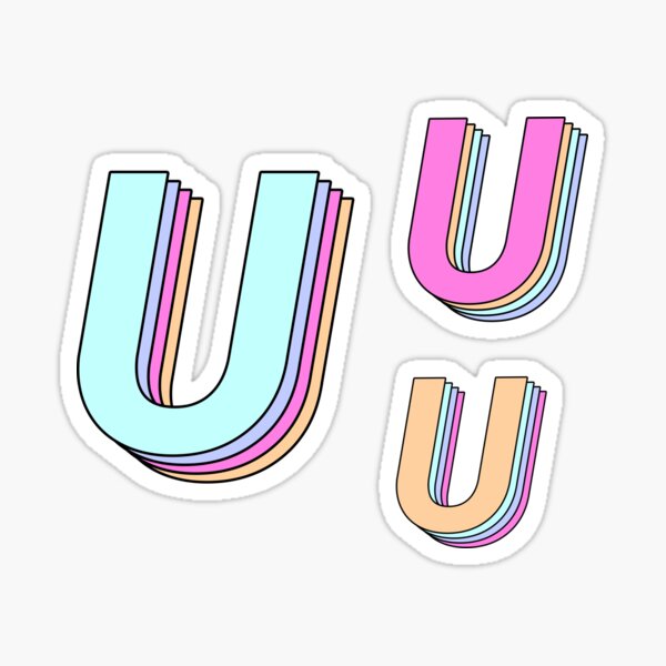 "Retro Letter U Pastel Colorful Alphabet" Sticker for Sale by ...