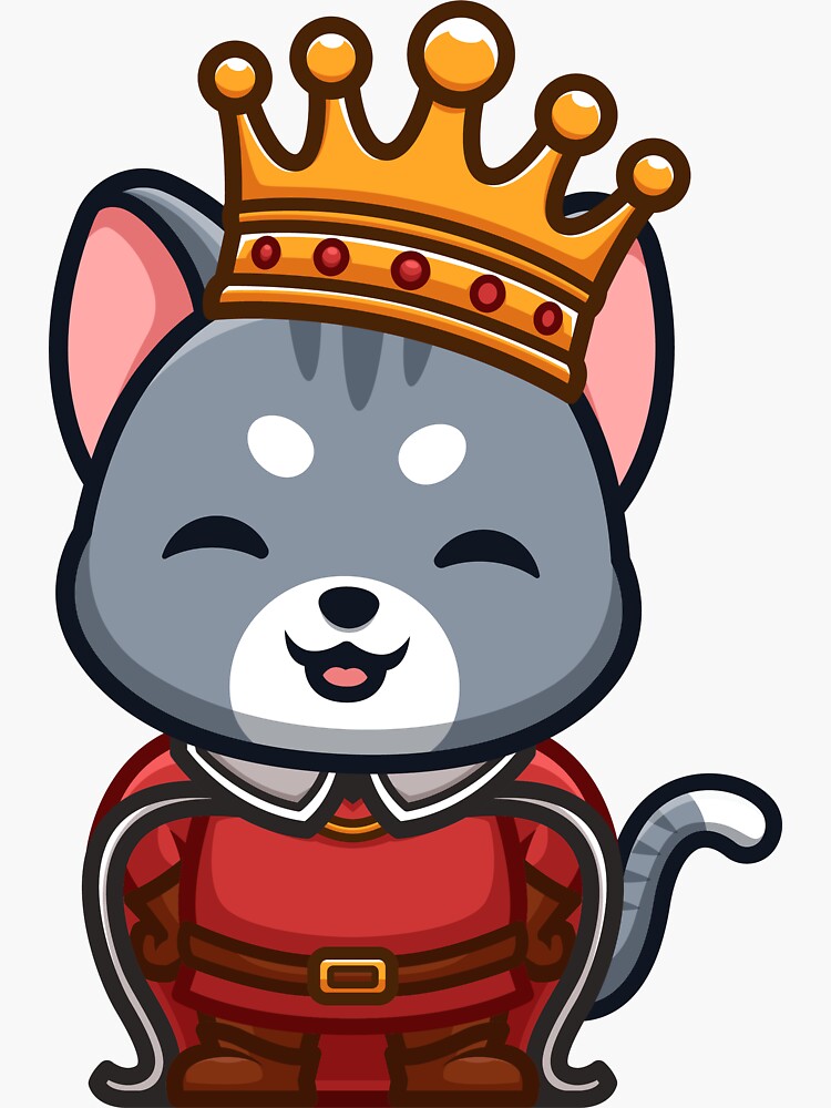 "Domestic Cat King Cute Cartoon" Sticker for Sale by GumregaStudio ...