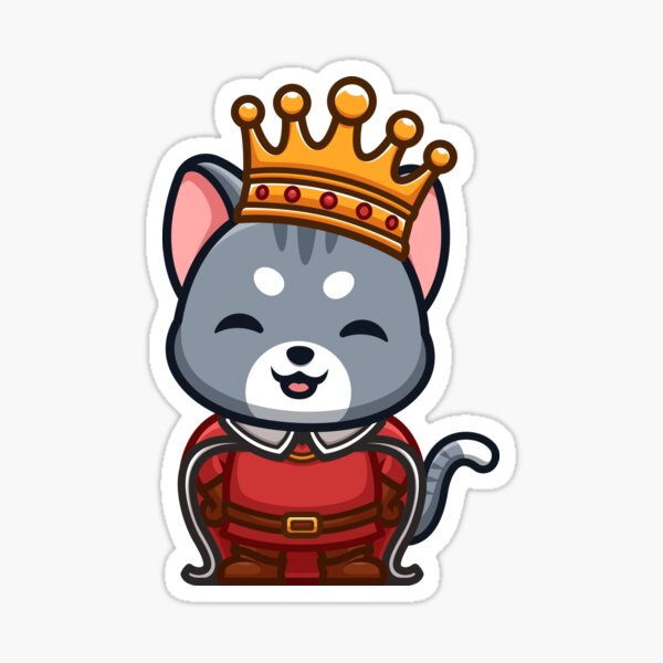 "Domestic Cat King Cute Cartoon" Sticker for Sale by GumregaStudio ...