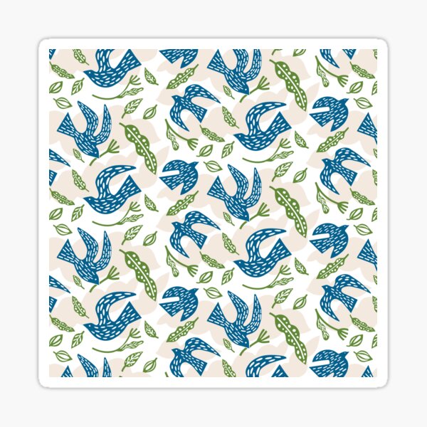 "Coastal Birds Pattern in Blue and Green" Sticker for Sale by ...