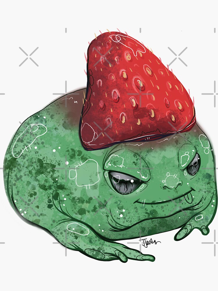 "Strawberry Frog" Sticker for Sale by bluejayknits | Redbubble