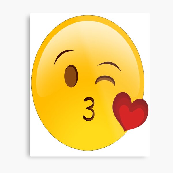 "Lipstick Emoji Kissy Face Kiss Happy Smiley Heart" Metal Print for ...