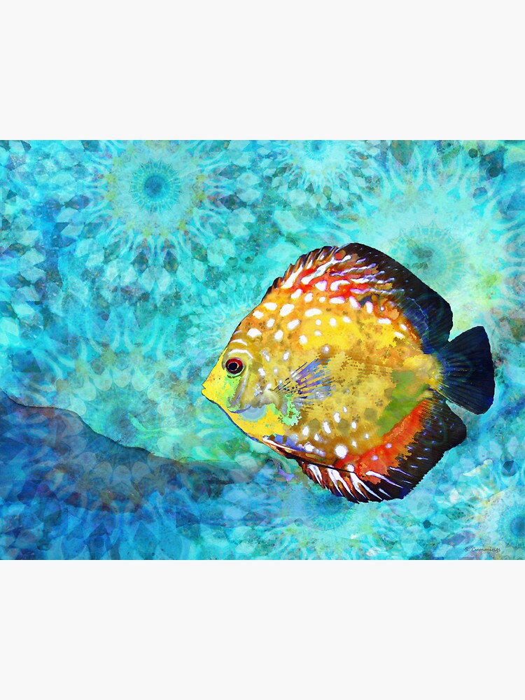"Colorful Discus Fish -Fresh Water And Tropical Fish Art" Sticker for ...
