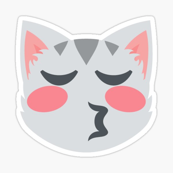 "Emoji Kissy Face Kiss Cat Kitty Smile Heart" Sticker by stevesemojis ...