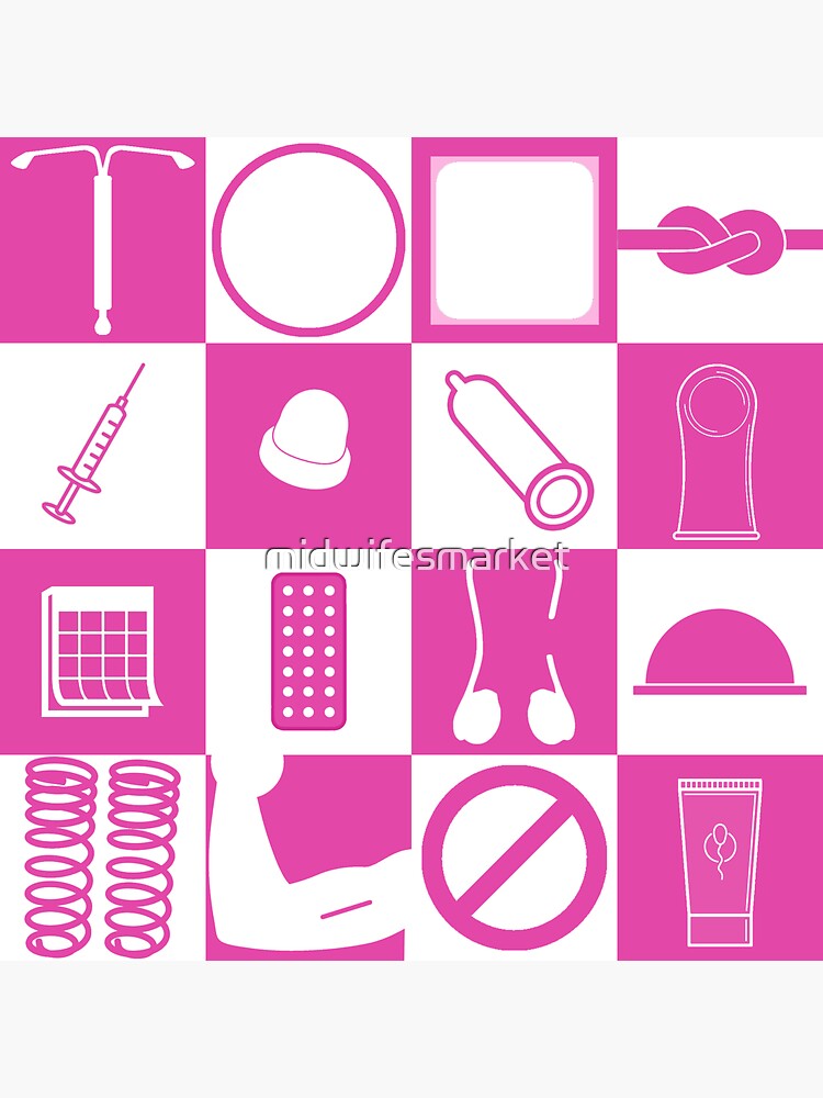 "Contraception Checkboard- Pink" Sticker for Sale by midwifesmarket ...