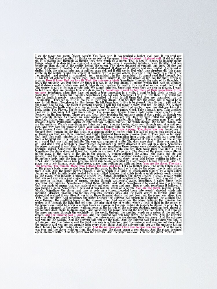 "Minecraft End Poem (style3)" Poster for Sale by QuotableYou | Redbubble