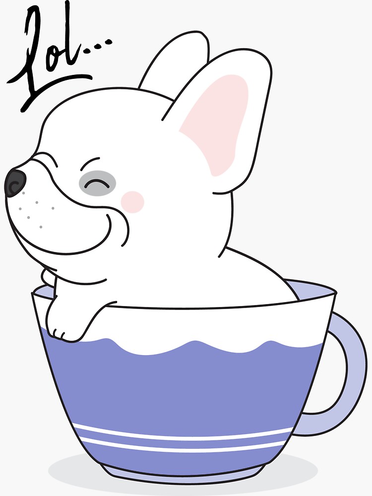 "white cute bulldog lol" Sticker for Sale by amiimer | Redbubble