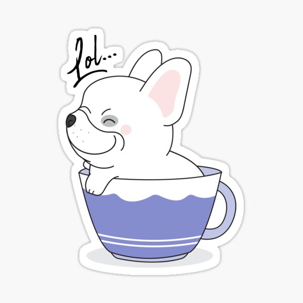 "white cute bulldog lol" Sticker for Sale by amiimer | Redbubble