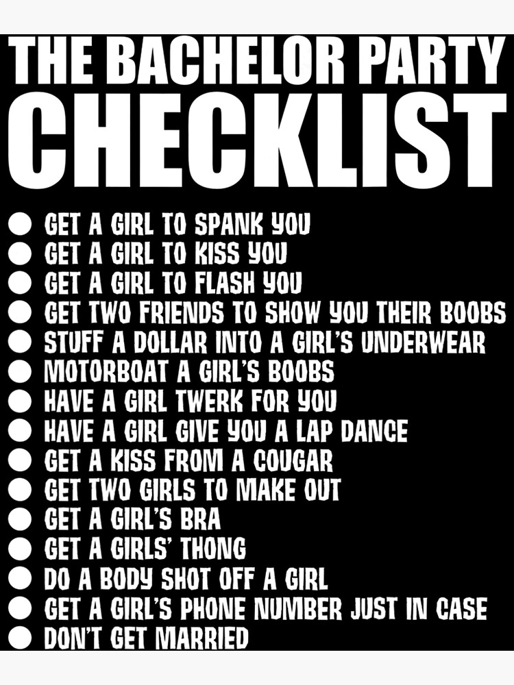 "Mens Funny Bachelor Party Checklist Groomsmen" Poster for Sale by ...