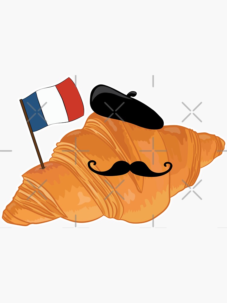 "Croissant - Funny French Food" Sticker for Sale by TheInkElephant ...