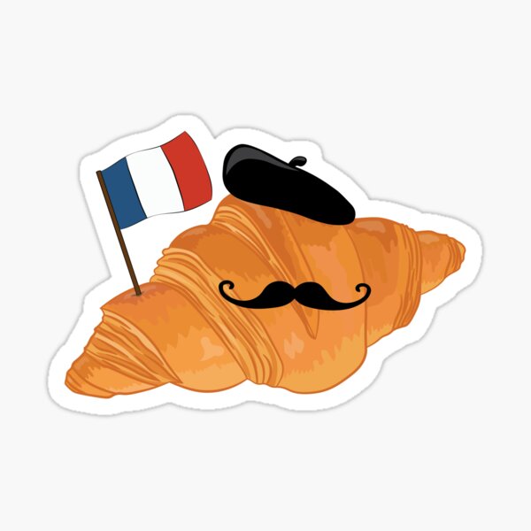 "Croissant - Funny French Food" Sticker for Sale by TheInkElephant ...