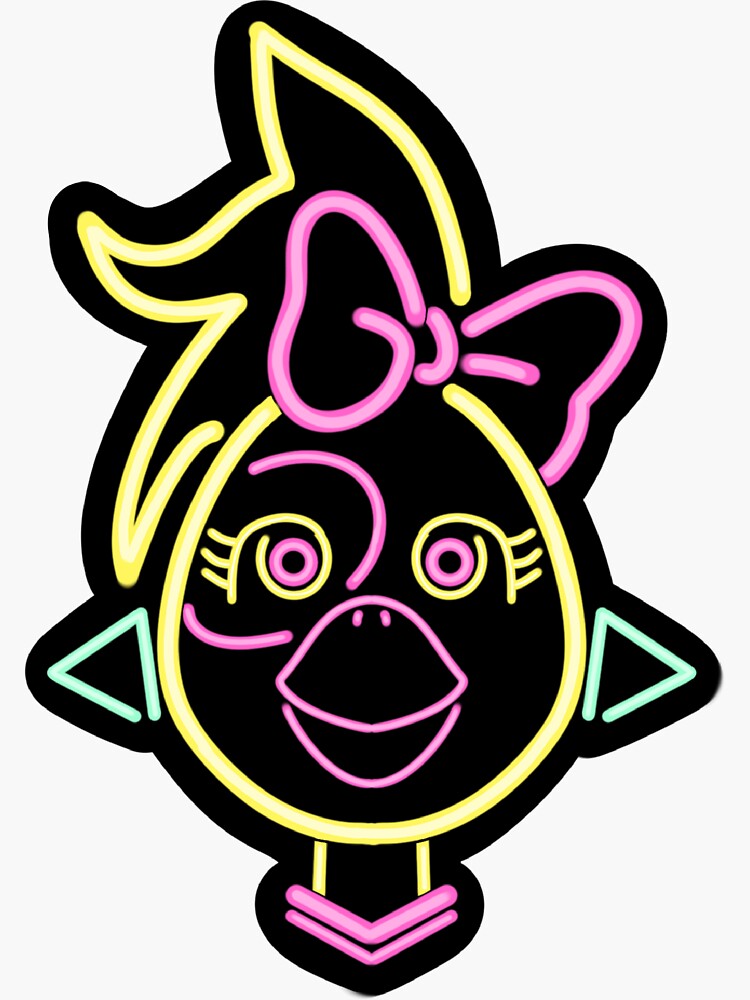 "Chica Chicken LED face sign" Sticker for Sale by clownishcat | Redbubble