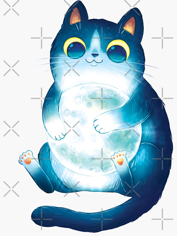 "Moon Cat " Sticker for Sale by michelledraws | Redbubble