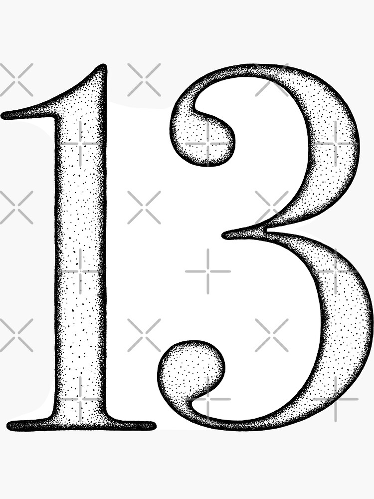 "Dotart/Dotwork illustration of Number 13" Sticker for Sale by ...