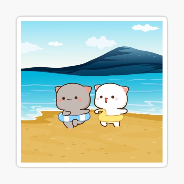 "Cute Goma playing with Peach on the beach" Sticker for Sale by ...