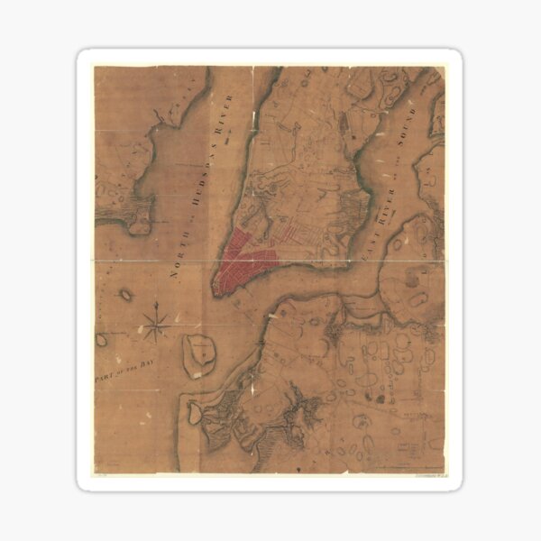 "Old Map of Manhattan " Sticker for Sale by artfilmbuff | Redbubble