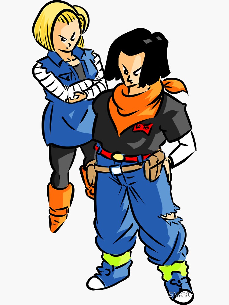 "ANDROIDS 17 AND 18!!!" Sticker for Sale by SNK31 | Redbubble