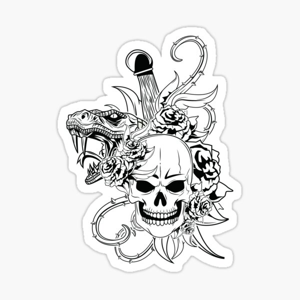 "SKULL AND SNAKE" Sticker for Sale by Karolj | Redbubble